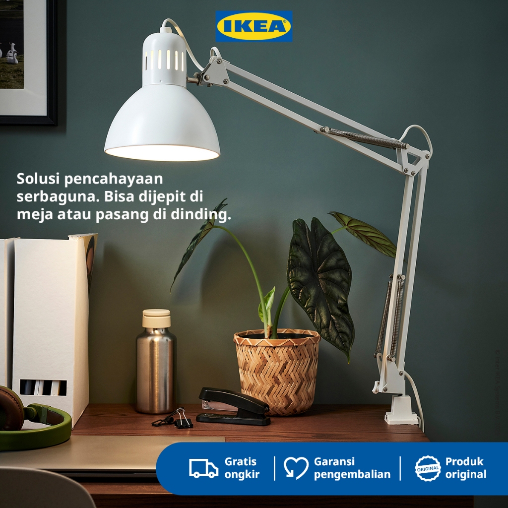 Jual IKEA TERTIAL Lampu Meja / Lampu Baca Jepit Minimalis Putih ...