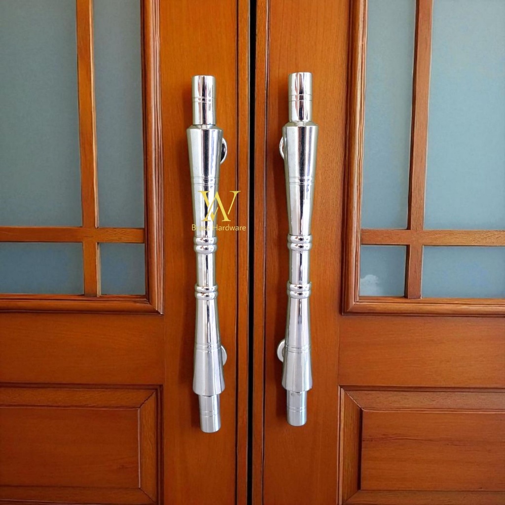 Jual Handle Pintu Rumah Kuningan Antik Motif Bambu Chrome 34 cm 2 Pcs ...