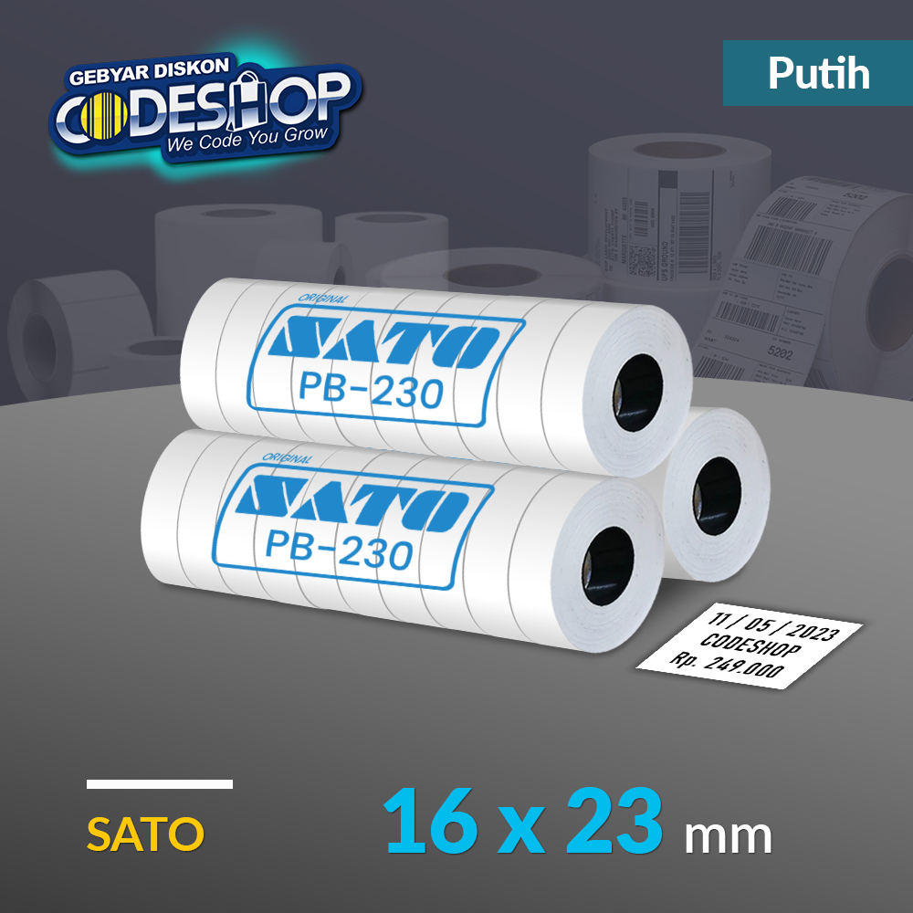 Jual (10 Roll) Label SATO PB-230 16x23 mm Kertas Hand Labeller PB230 ...