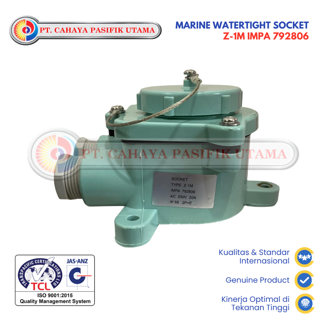 Jual Marine Watertight Socket Z-1M IMPA 792806 AC 250V 20A IP56 (2P+E ...