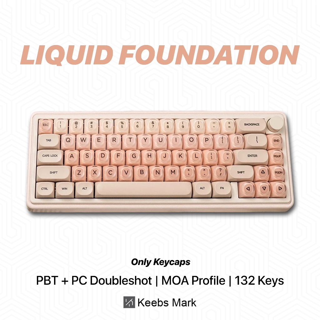 Jual Liquid Foundation Pink Keycaps PBT+PC Doubleshot 132 Keys MOA Profile Mechanical Keyboard ...