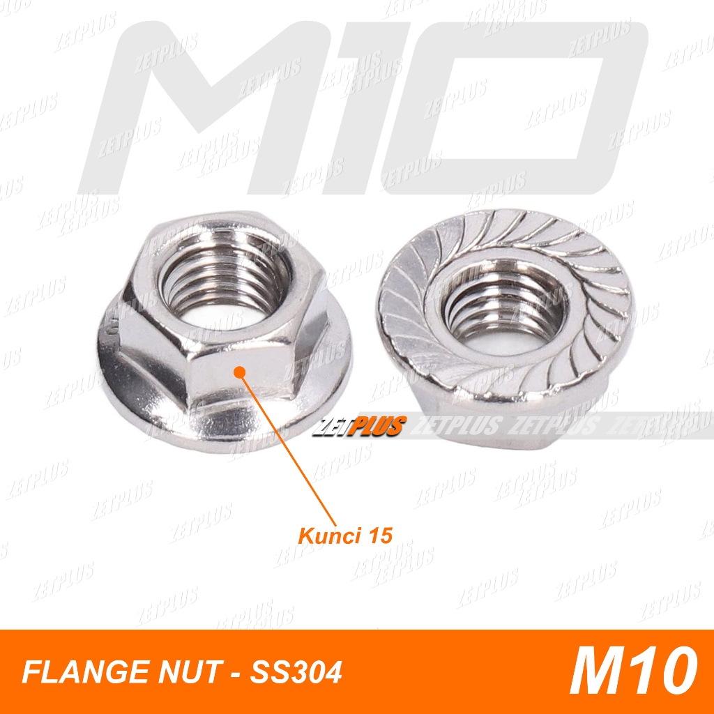 Jual FLANGE NUT M10 - SS304 / Mur stainless A2-70 anti karat mur topi ...