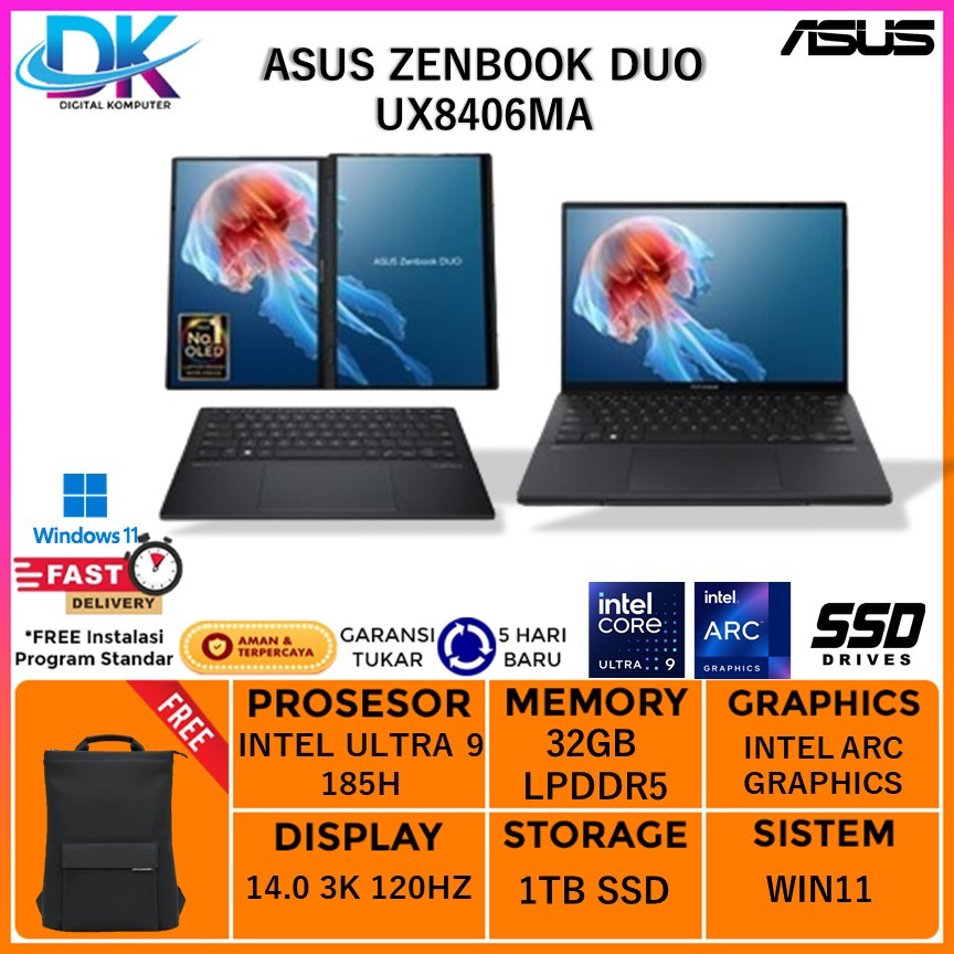 Jual ASUS ZENBOOK DUO UX8406MA OLED TOUCH ULTRA 9 185H RAM 32GB 1TBSSD ...