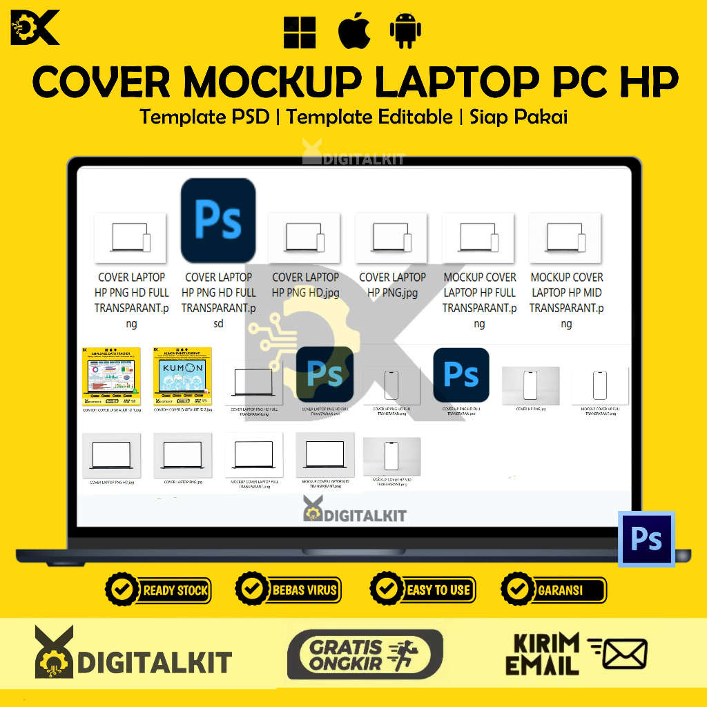 Jual [T0304] COVER MOCKUP LAPTOP PC HP TEMPLATE PSD PNG | Shopee Indonesia