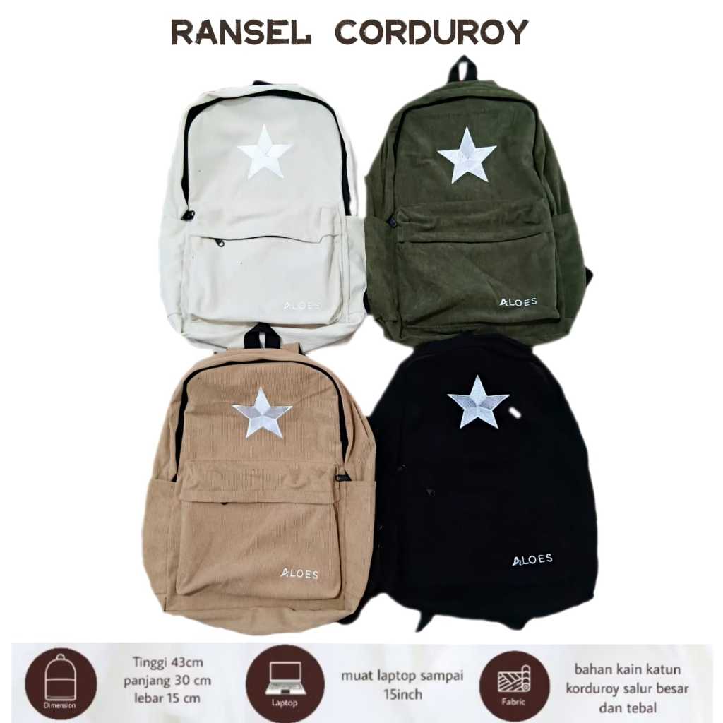 Jual Tas Punggung corduroy starboy | Ransel corduroy unisex | Tas ...