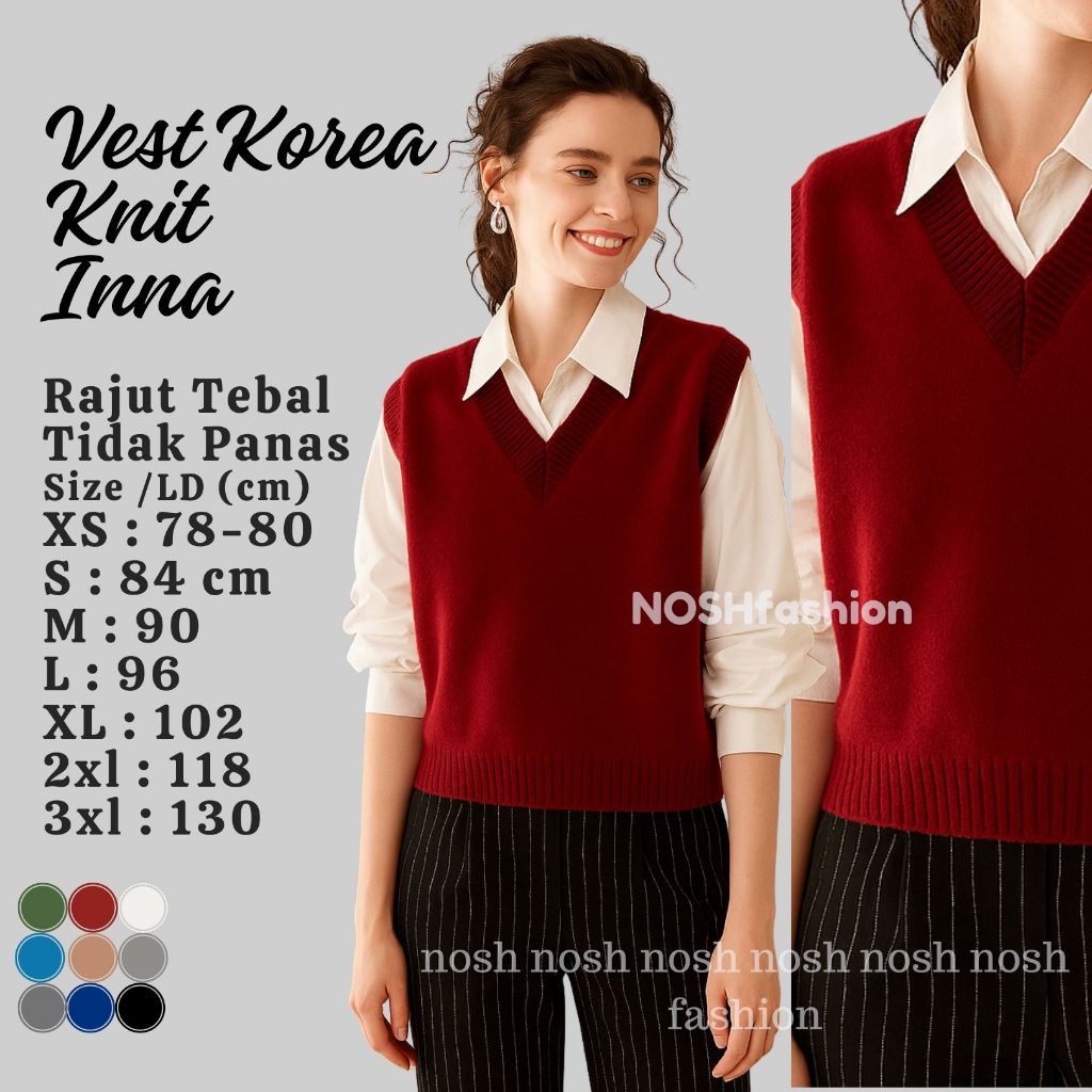 Jual Rompi Rajut Wanita Korea Polos Inna V Neck / Rompi Vest Kantor ...