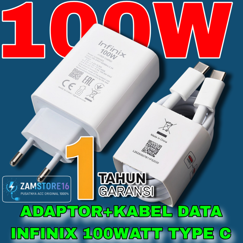 Jual [ ASLI ] CHARGER + KABEL DATA INFINIX 100W / 100WATT USB TYPE C ...