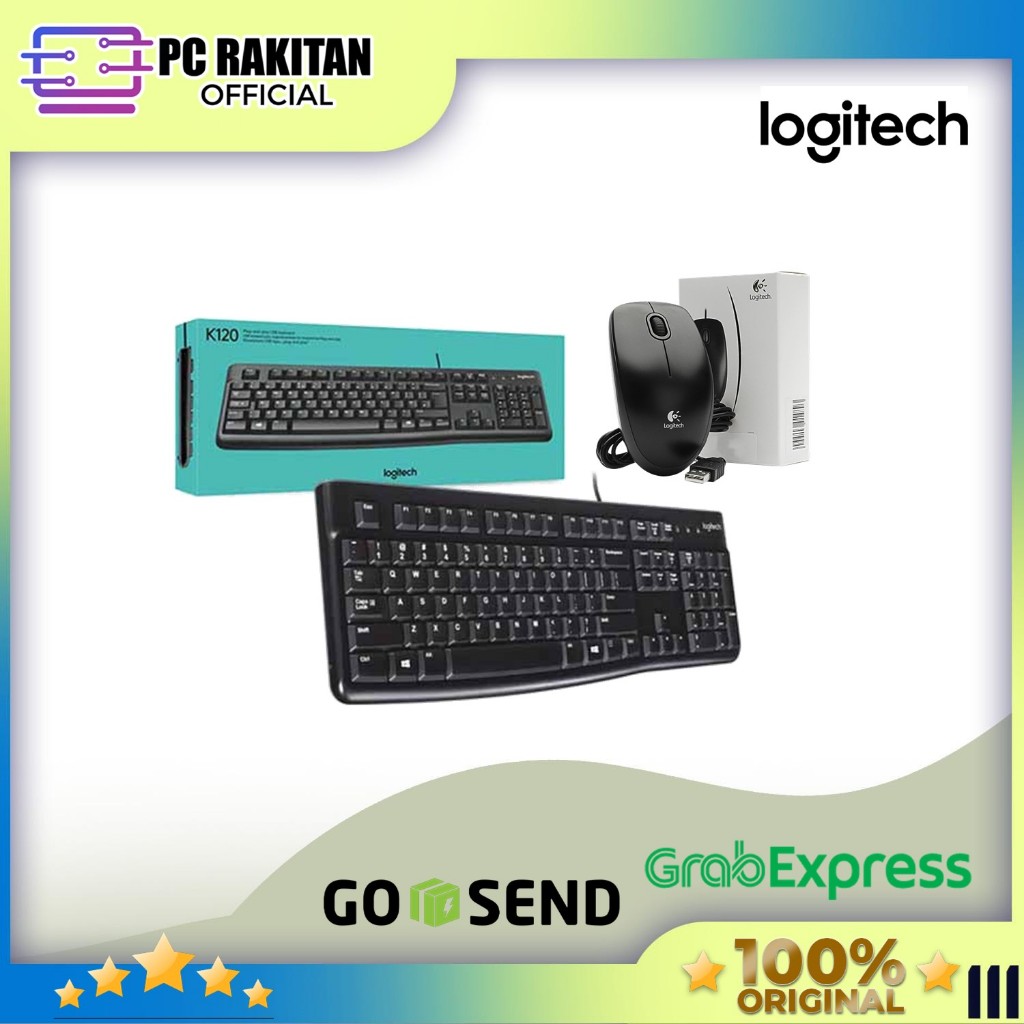 Jual LOGITECH MK120 COMBO (B100 MOUSE KABEL + K120 USB WIRED KEYBOARD ...