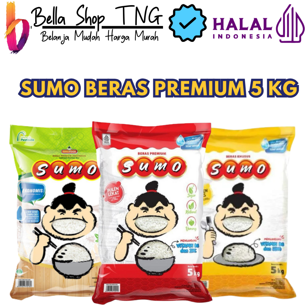 Jual Beras Sumo Premium Kemasan Merah kuning Hijau Beras Putih 3 - 5 Kg ...