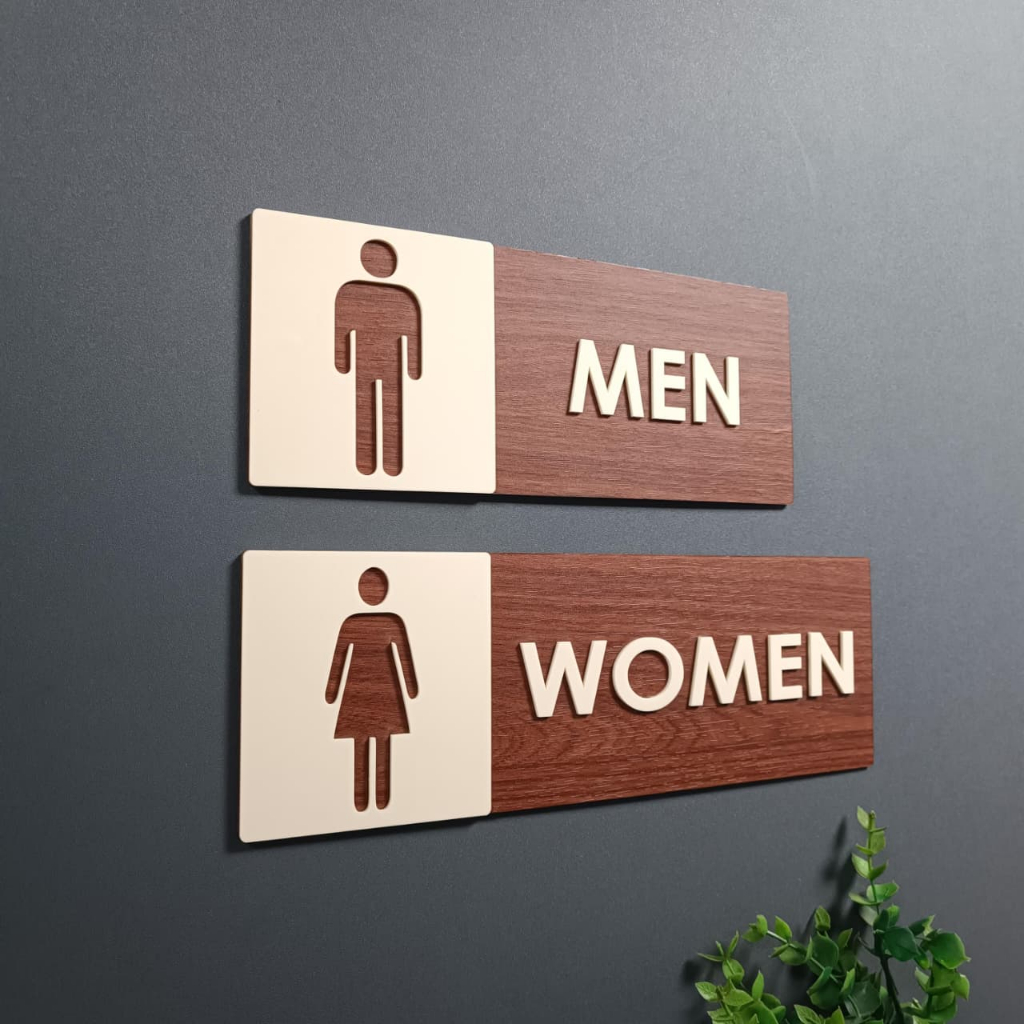 Jual Papan Tanda Toilet Akrilik Timbul Motif Kayu Plang Arah Penanda ...
