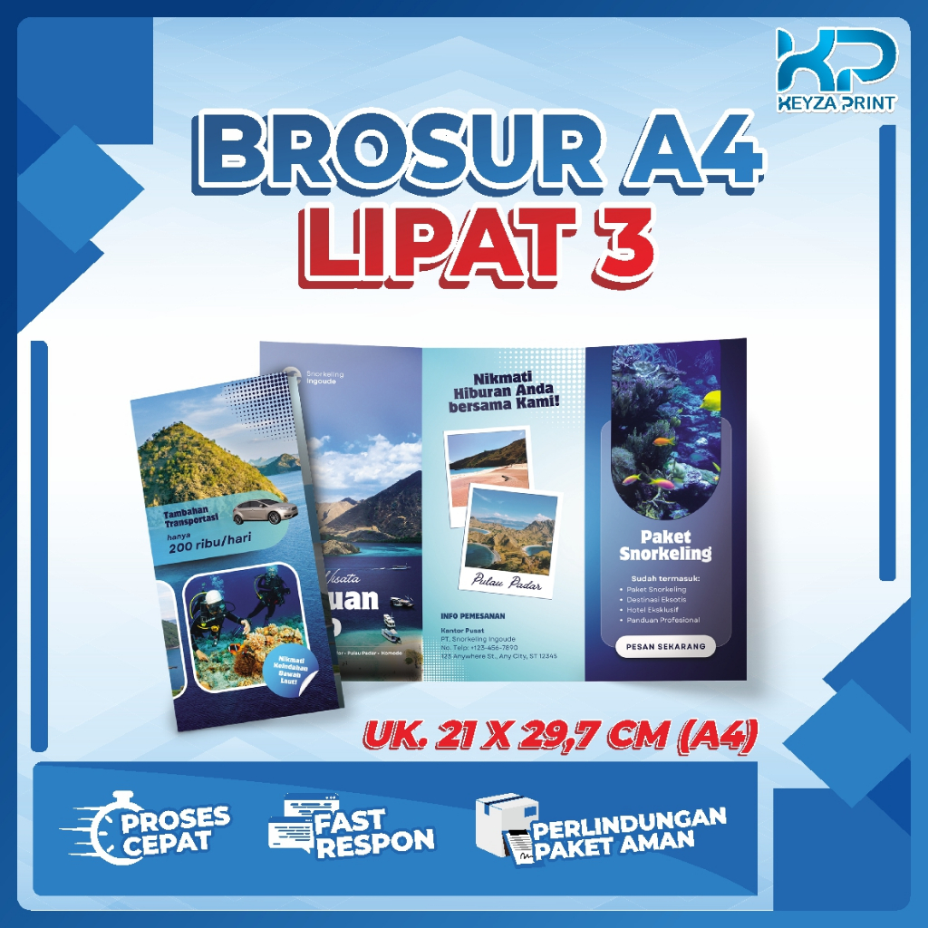 Jual Cetak Brosur/Leaflet Lipat 3 Timbal Balik atau 1 Sisi Ukuran A4 ...
