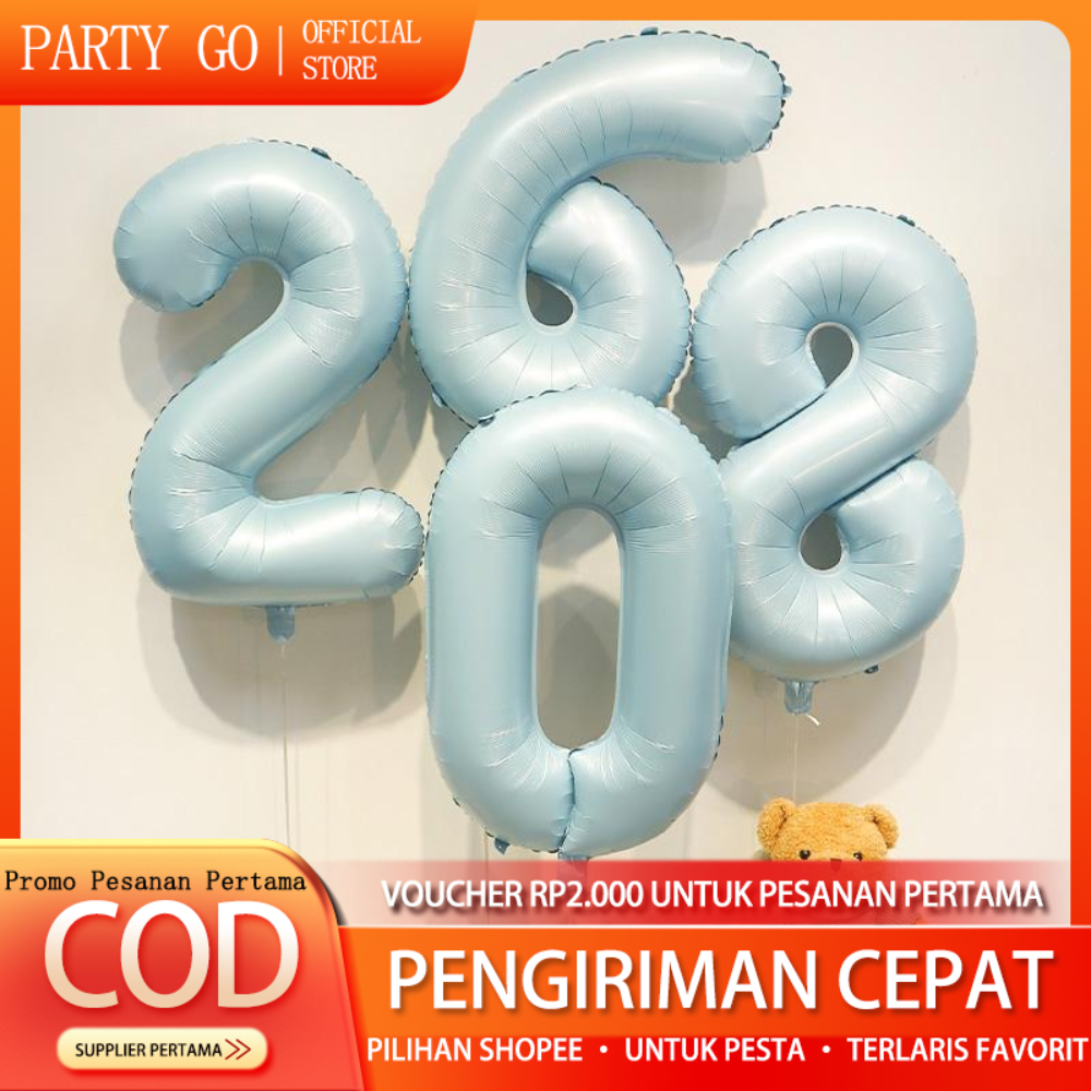Jual Balon Foil Angka Jumbo 0-9 80Cm Warna Biru Pastel / Balon Angka ...