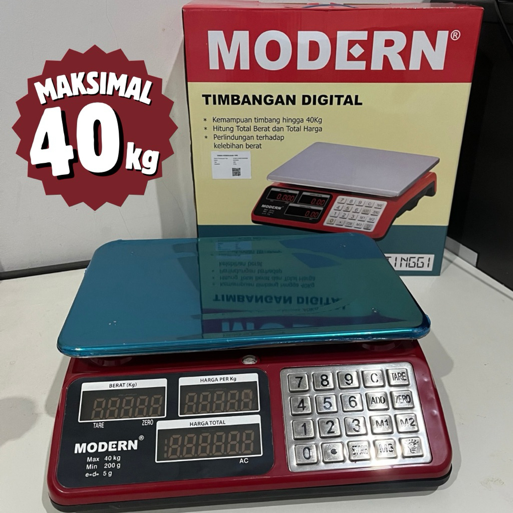 Jual Timbangan Digital 40kg Timbangan Buah Baterai Modern Pasar Double ...