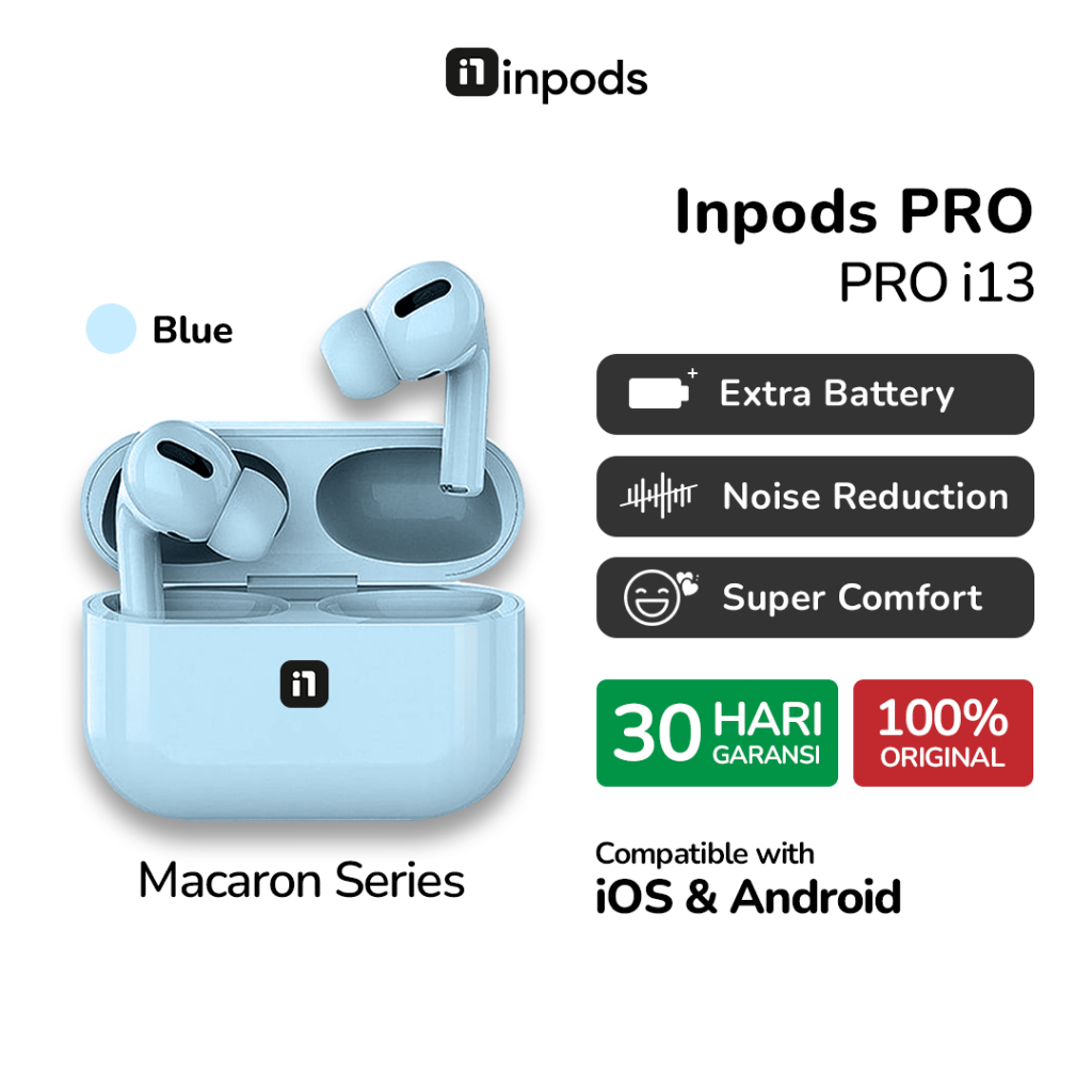 Jual InPods Pro i13 Blue Macaron Series - TWS i13 Earphone Wireless ...