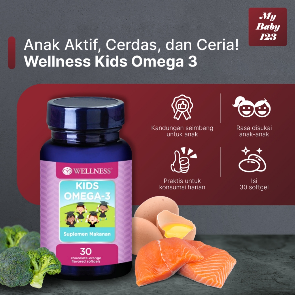 Jual Vitamin Otak Anak Omega 3 Wellness Kids DHA EPA 30 Softgel Rasa Coklat Jeruk | Shopee Indonesia