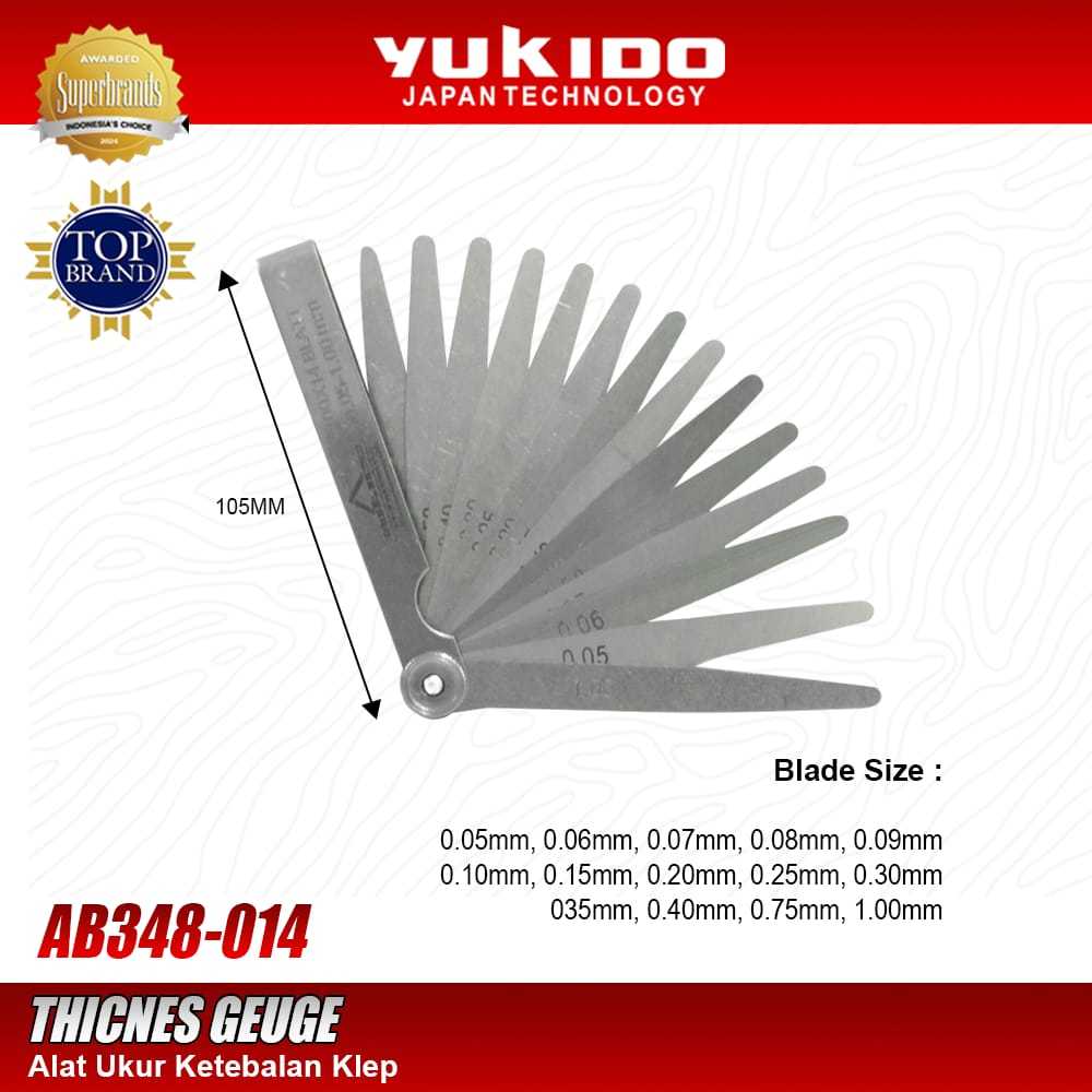 Jual ALAT UKUR KETEBALAN KLEP FEELER GAUGE 14 BLADES - AB348-014 ...