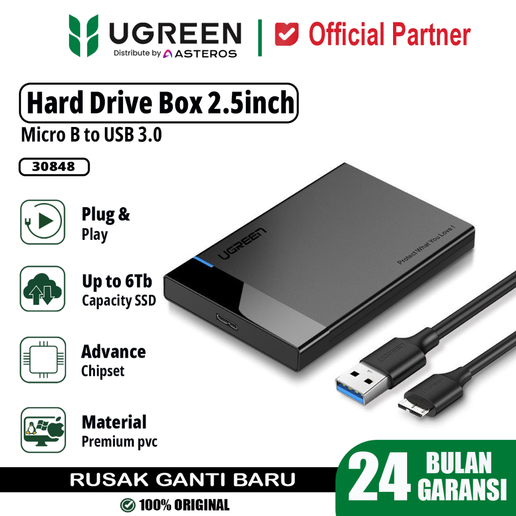Jual UGREEN Casing Enclosure Hardisk External 2,5" SATA USB 3.0 Hardisk ...