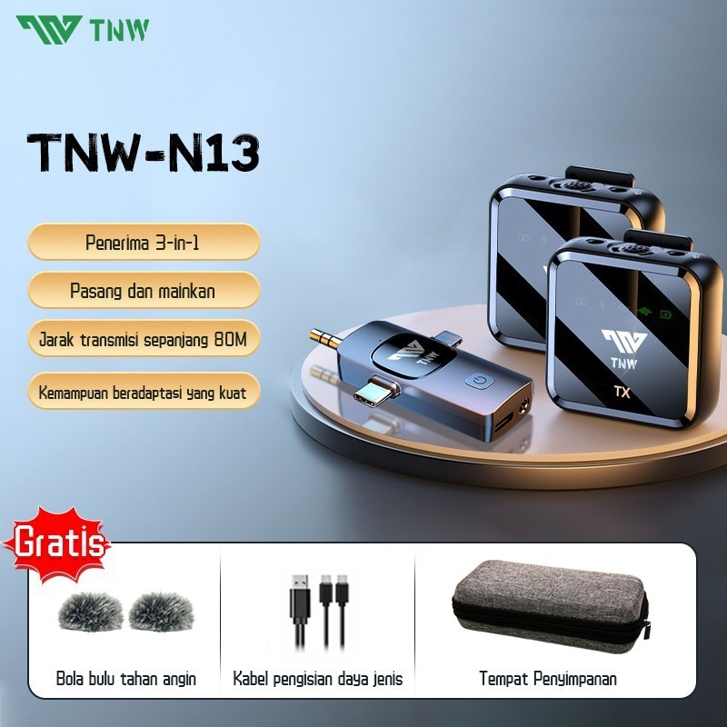 Jual TNW N12/N13 wireless microphone clip on 2 mikrofon clip on ...