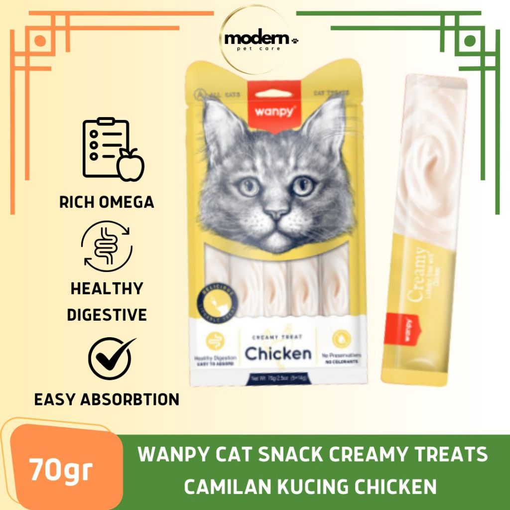 Jual Wanpy Cat Snack Creamy Treats Camilan Kucing Chicken 70gr | Shopee ...