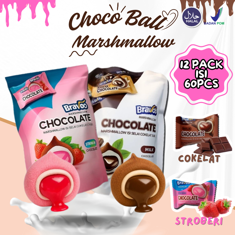 Jual NEW! BRAVOO CHOCO BALL MARSHMELLOW 12 PACK ISI 60PCS HALAL BPOM ...