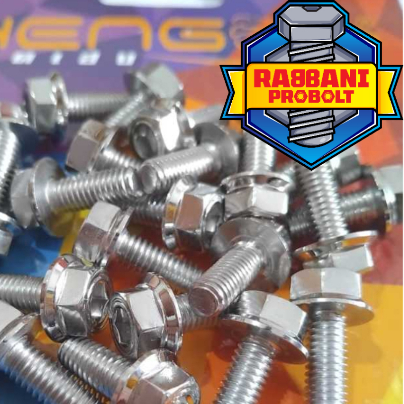 Jual BAUT PROBOLT BAUT M6X15 MODEL HEXAGON STAINLESS CHROME 100% ORI ...