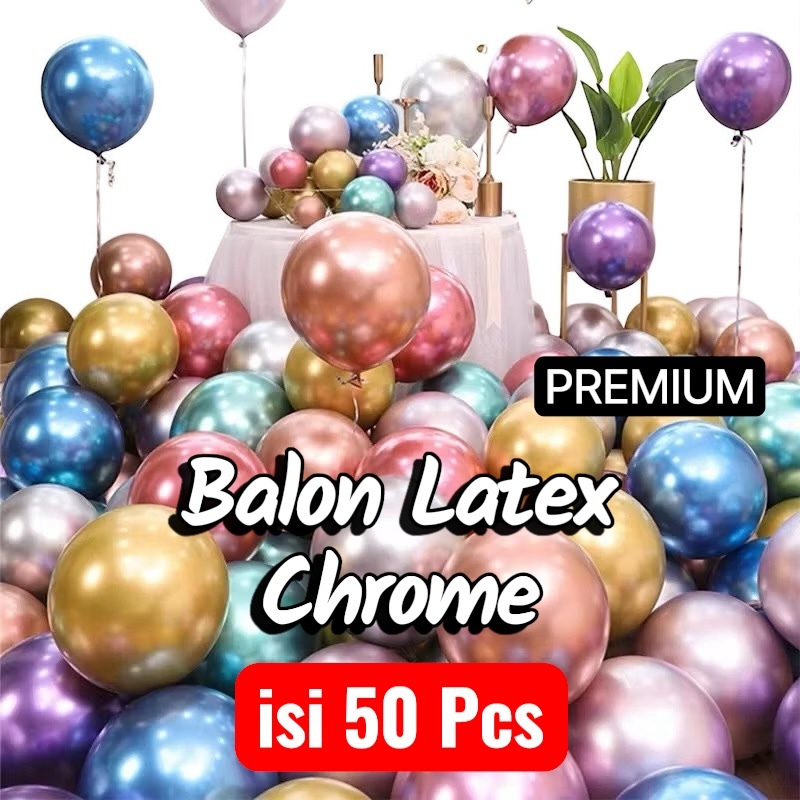 Jual Balon Latex Metalik Chrome Balloon Chrome 12inch Pack isi 50pcs ...