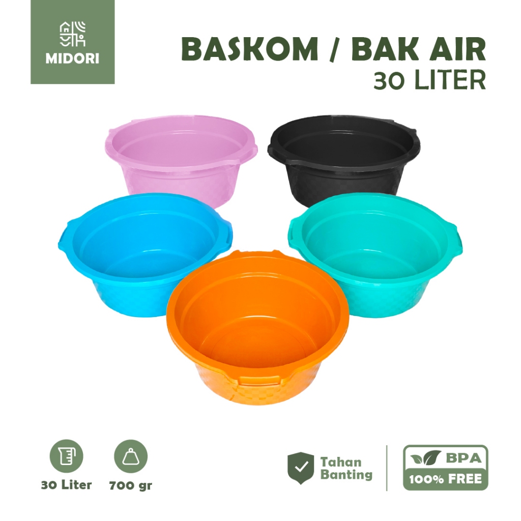 Jual Baskom Air / Bak Air Jumbo Plastik Anti Pecah | Midori | 30 Liter ...