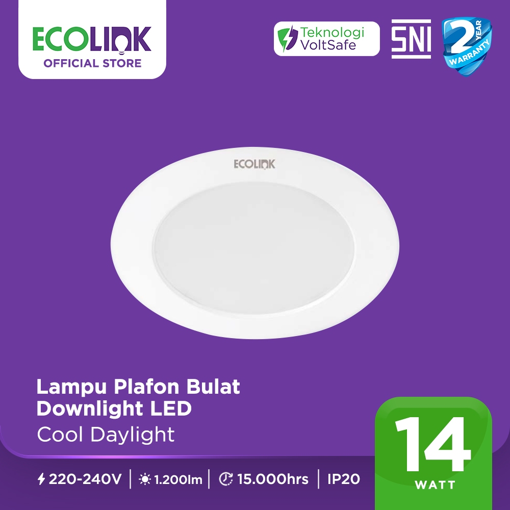 Jual Ecolink Lampu Plafon Bulat Downlight LED 14W Putih Cool Day Light ...