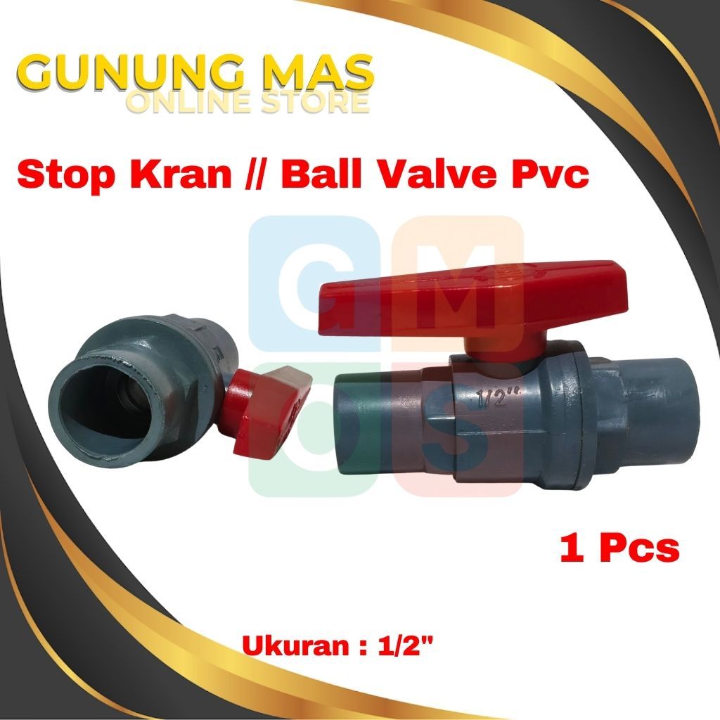 Jual Stop Kran PVC 1/2 // Ball Valve PVC 1/2 Inch | Shopee Indonesia