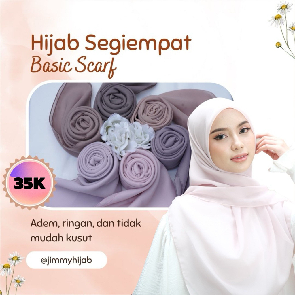 Jual Jimmy Basic Scarf - Hijab Segiempat Basic Scarf Premium ( Kerudung ...