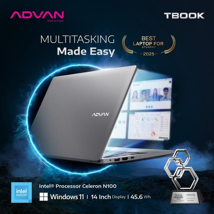 Jual Laptop Advan Tbook Intel N100 8GB 128GB 14"HD Free Windows 11 Home ...