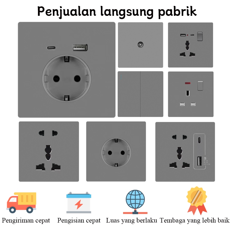 Jual Stopkontak Dinding Colokan Jerman Standard EU 16A dengan 2 Port ...