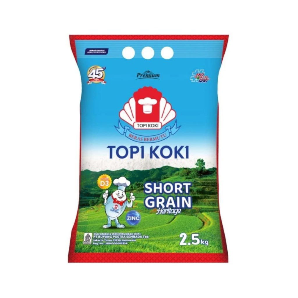 Jual Topi koki Short Grain Heritage Beras Premium Bulir Pendek 2.5Kg ...