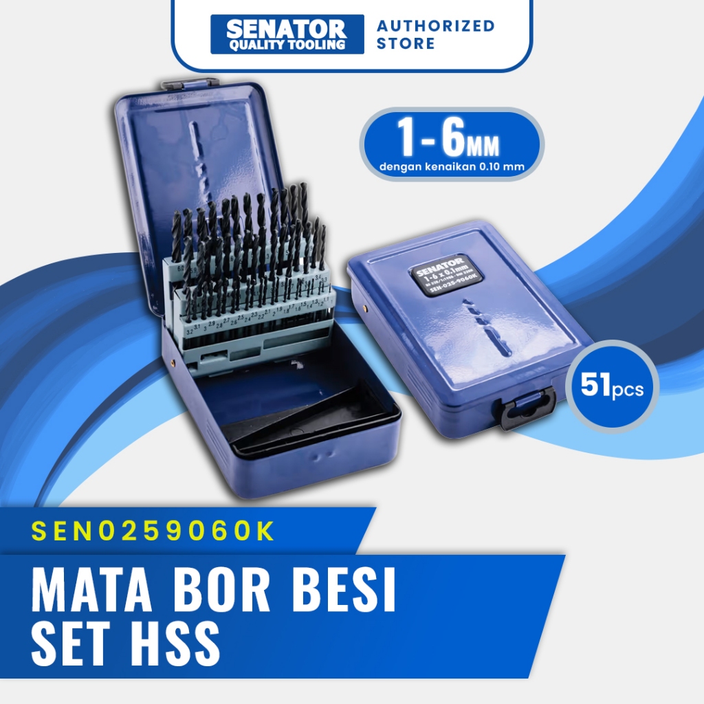 Jual Senator Mata Bor Besi Set HSS 1-6mm x 0,01mm (51 Pcs) | Shopee ...