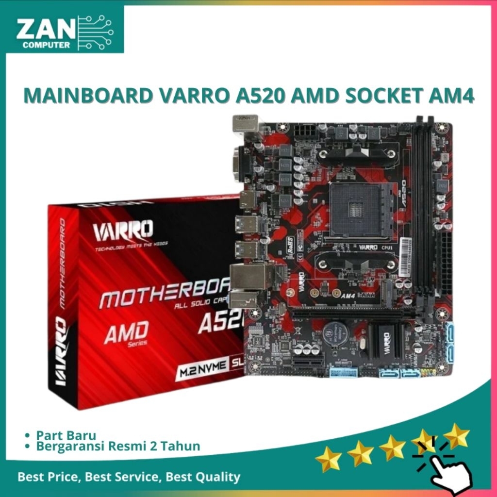 Jual Motherboard VARRO A520 AMD AM4 DDR4 Max 64GB Support M.2 NVME USB ...