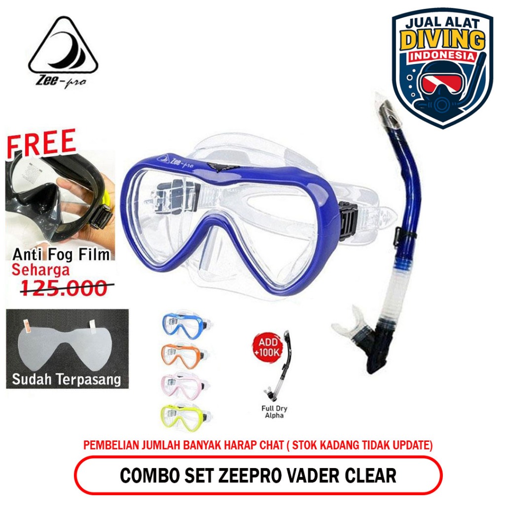 Jual Combo Set Vader Zeepro Clear Mask Masker Selam Snorkel Pipa Selam ...