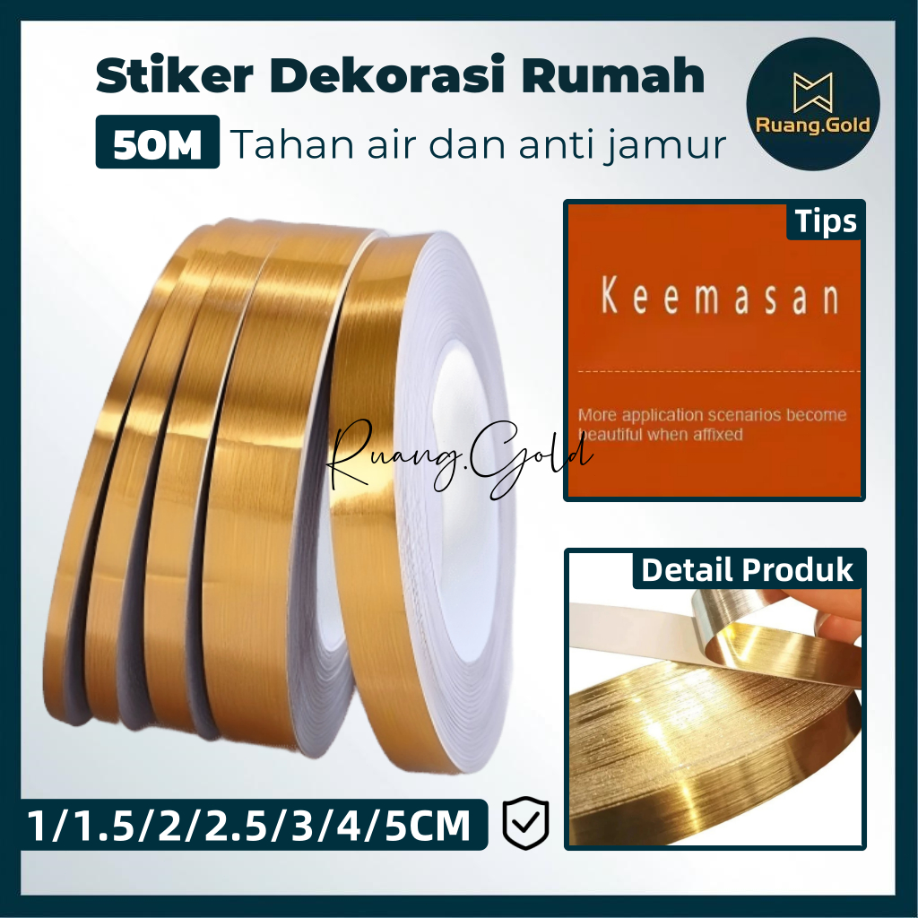 Jual COD--Stiker List Emas 50M Roll/Stiker Gold Untuk Ubin & Keramik ...