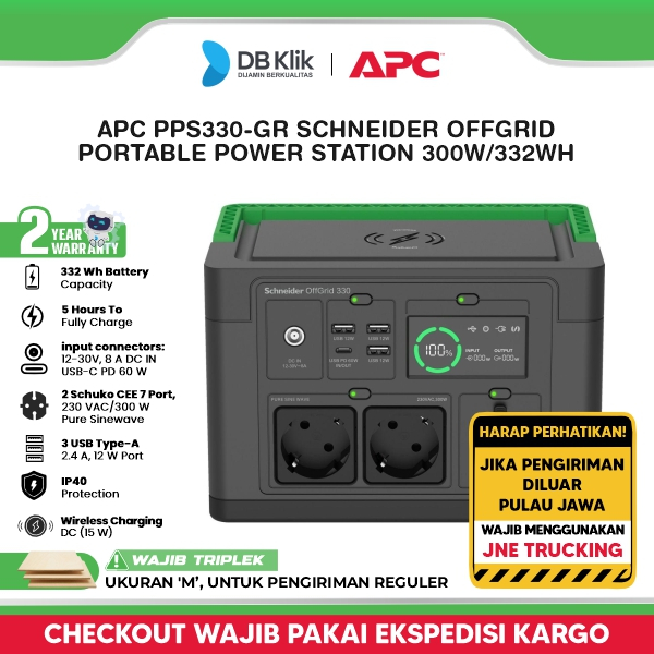 Jual APC PPS330-GR Schneider OffGrid Portable Power Station 300W/332Wh ...