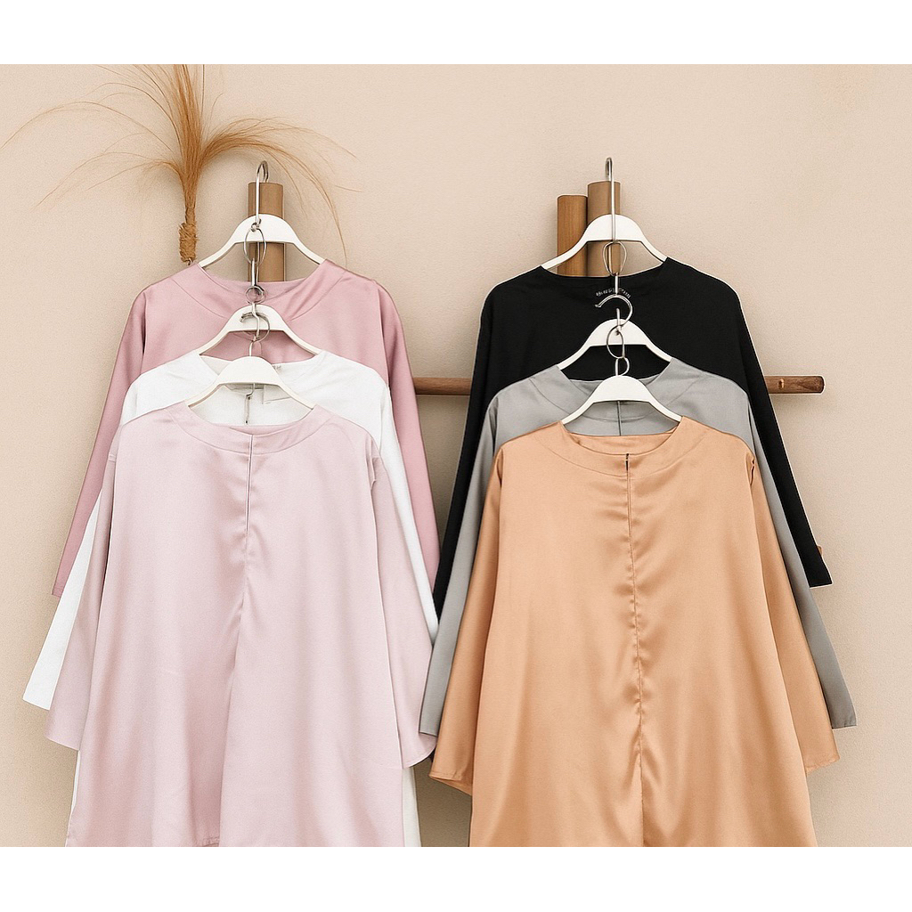 Jual inner satin busui friendly, manset satin resleting depan, inner ...