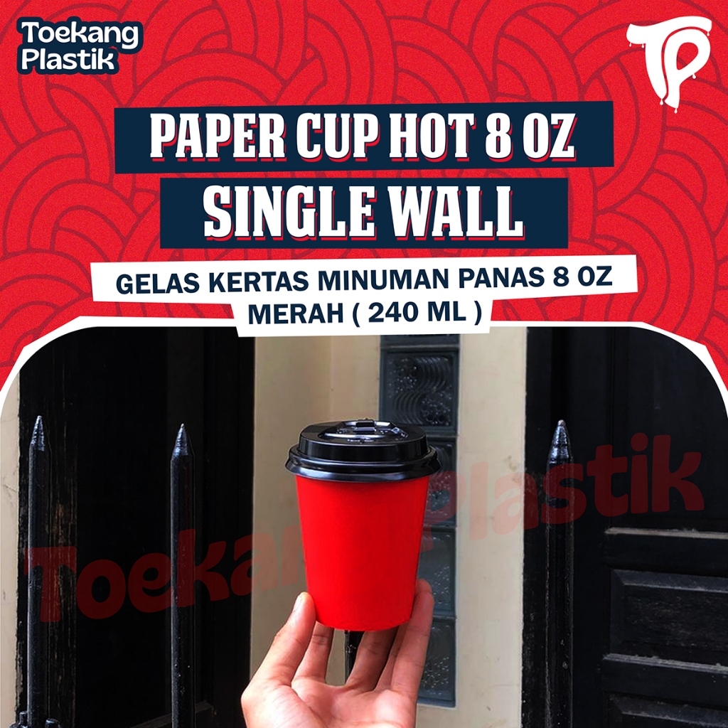Jual Paper Cup Hot 8oz Merah 240ml + Lid/Tutup | Shopee Indonesia