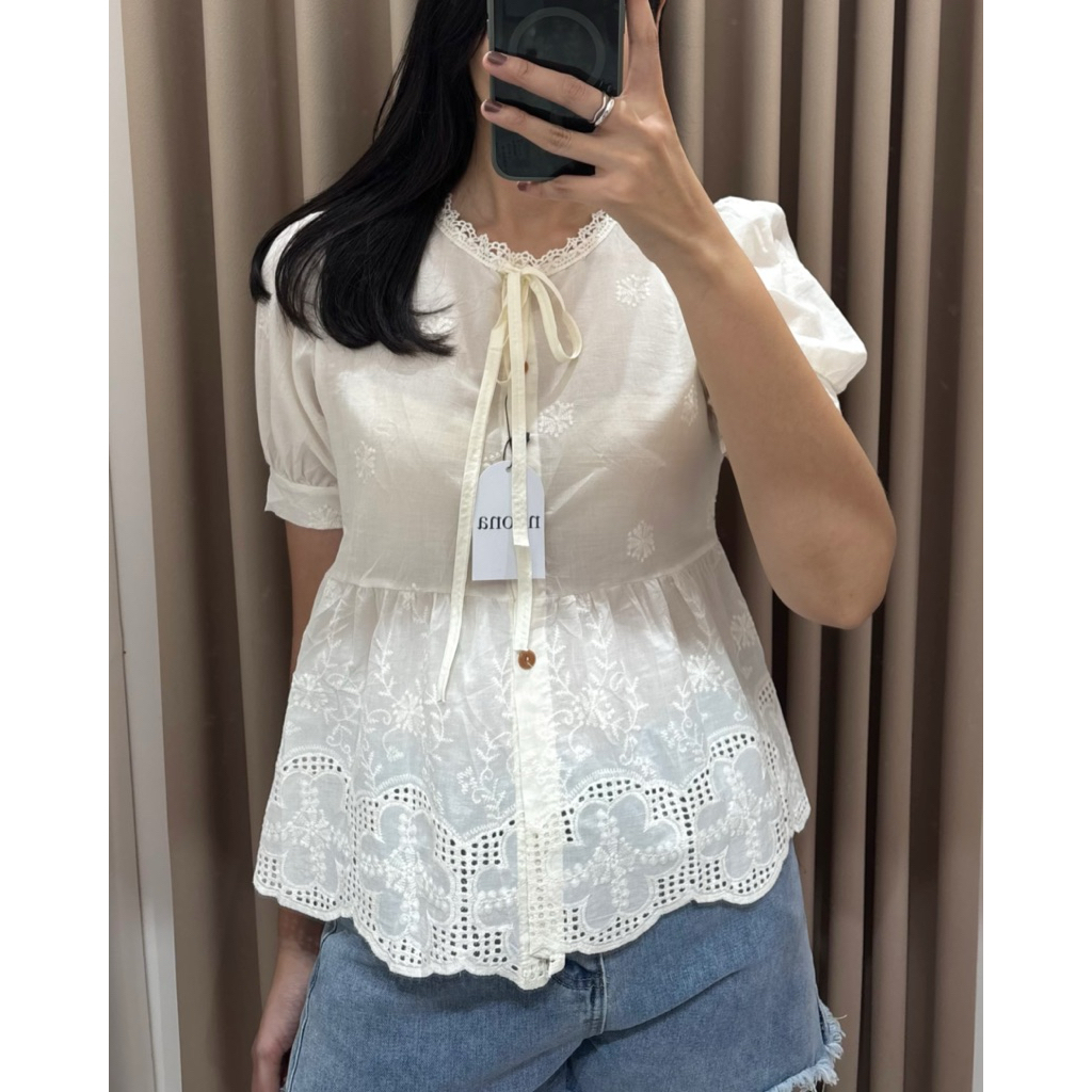 Jual Noona - BIAN Lace Top Renda Atasan Wanita Lace Katun | Shopee ...