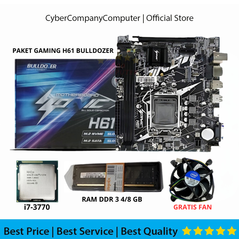 Jual Paket Motherboard Gaming H61 Bulldozer Core Intel i7-3770 Suport M.2 Nvme Socket Lga 1155 ...