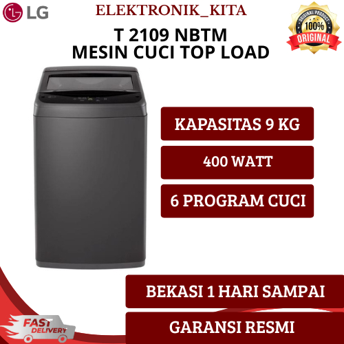 Jual LG MESIN CUCI TOP LOAD 9 KG T2109NBTM T 2109 NBTM 1 TABUNG BEKASI ...