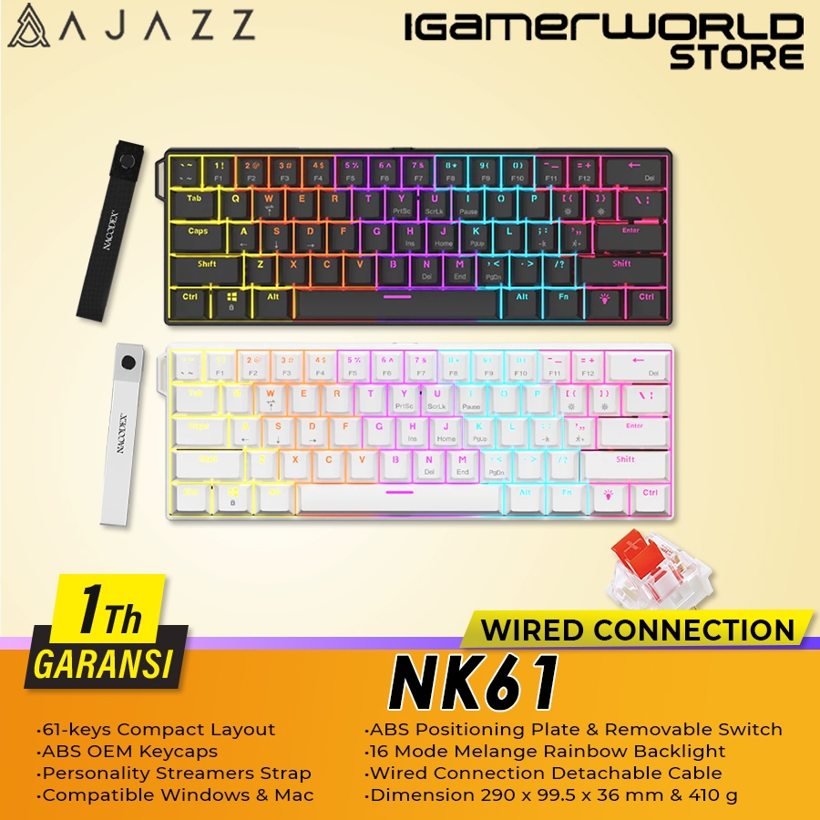 Jual Ajazz NK61 Wired Ambient RGB Light Mechanical Gaming Keyboard ...