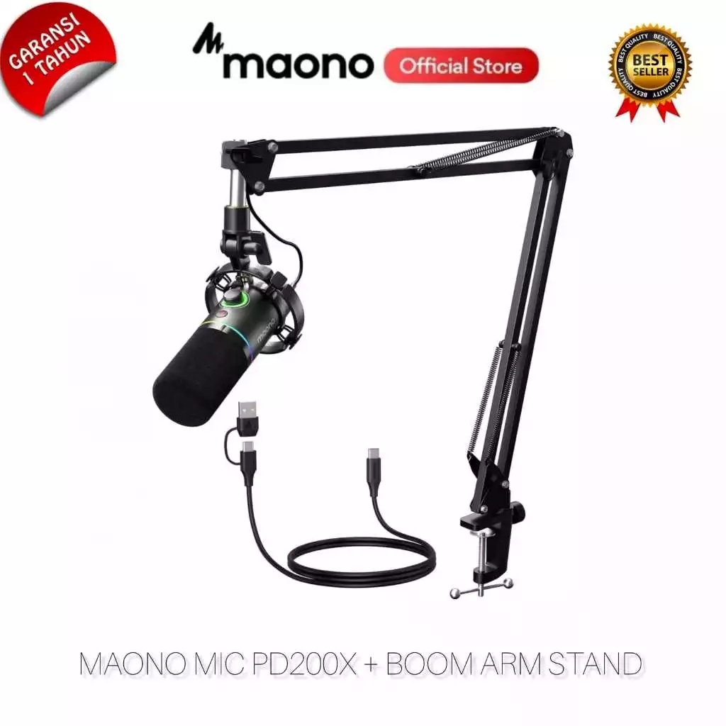 Jual NEW ORIGINAL MAONO PD200X RGB Dynamic Microphone with BA20 Boom ...