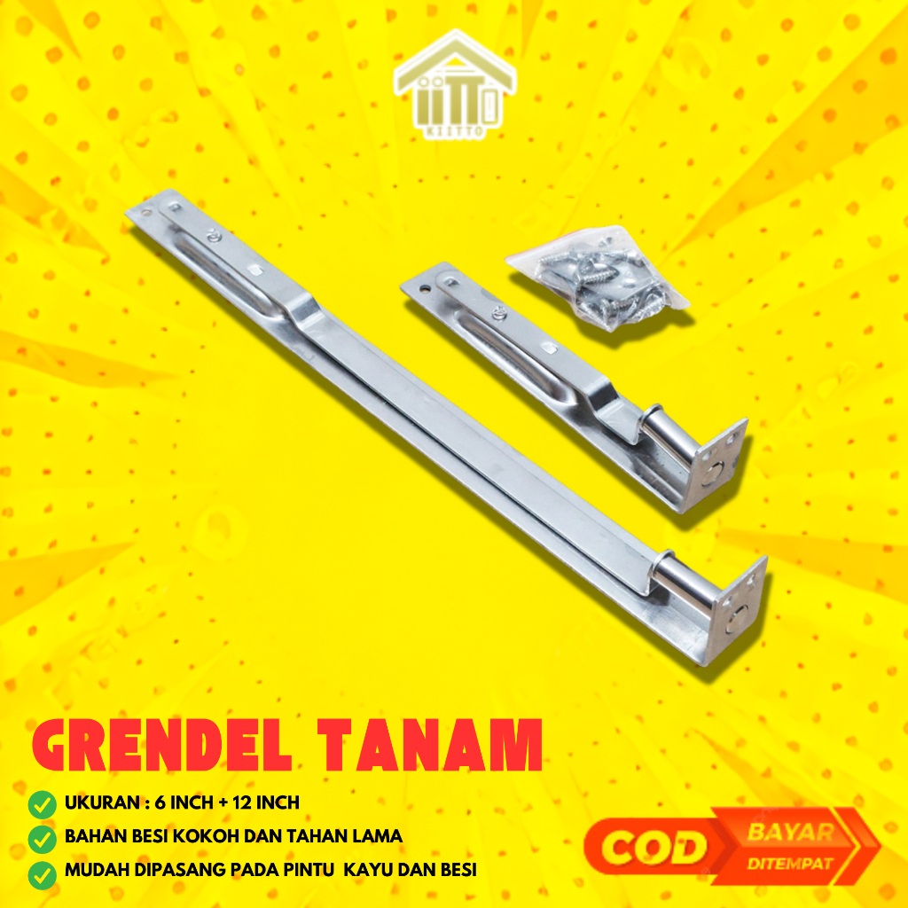Jual GRENDEL TANAM PINTU KAYU SLOT TANAM / GRENDEL TANAM 6 INCH + 12 ...