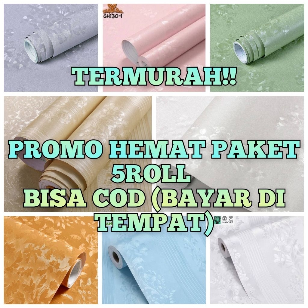 Jual PROMO PAKET 5ROLL !( COD) WALLPAPER STICKER DINDING POLOS COCOK ...
