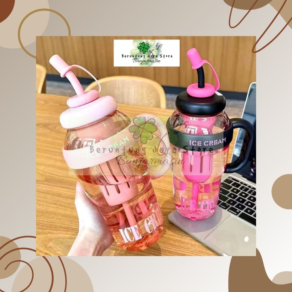 Jual BJS - TUBLER GELAS BOTOL MINUM TEBAL ICE BOTTLE 1300ML + SEDOTAN ...