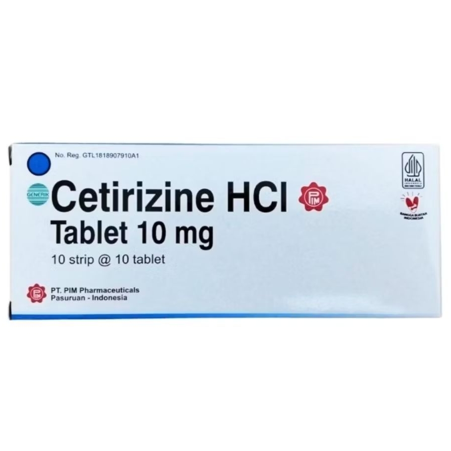 Jual CETIRIZINE HCl Tablet 10mg (100's /Dus) - PIM | Shopee Indonesia