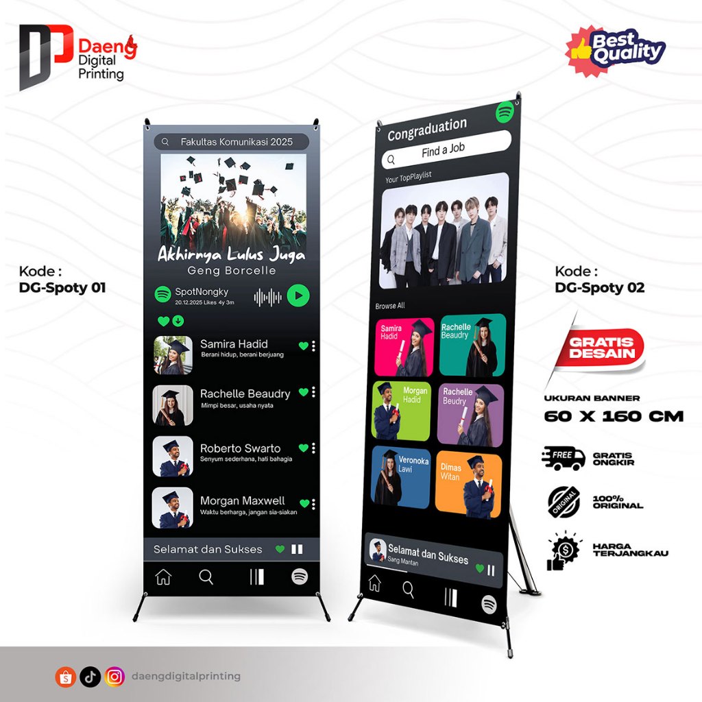 Jual Banner Sidang Skripsi Wisuda Tema Spotify Spanduk Standing X